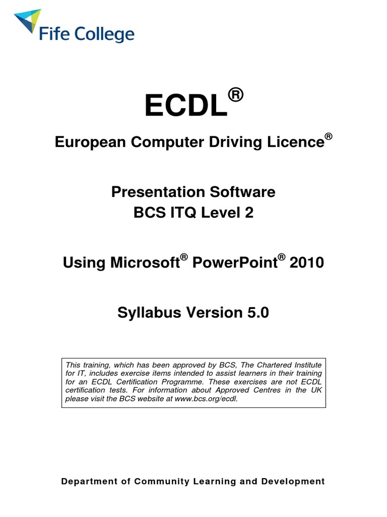 ECDL Presentation PowerPoint 2010 | PDF | Button (Computing) | Microsoft Power Point