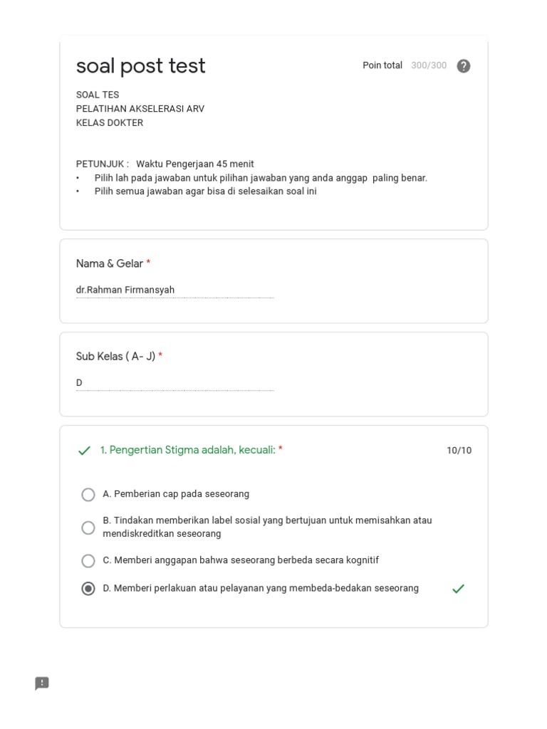 Soal Post Test | PDF