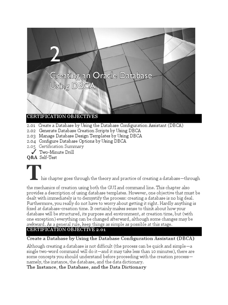 Certification Objectives: Q&A Self-Test | PDF | Databases | Command ...