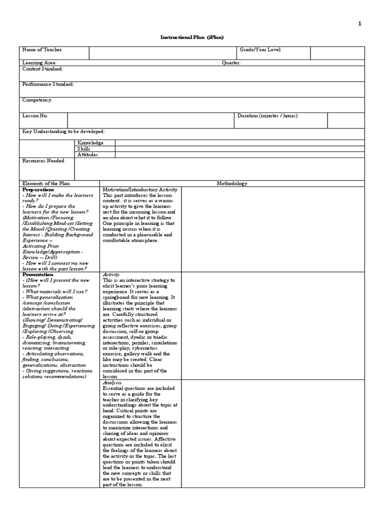 BLANK-IPLAN (Format) | PDF | Learning | Concept