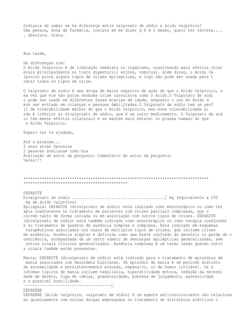 Depakote X Epilenil | Download grátis PDF | Mania | Epilepsia