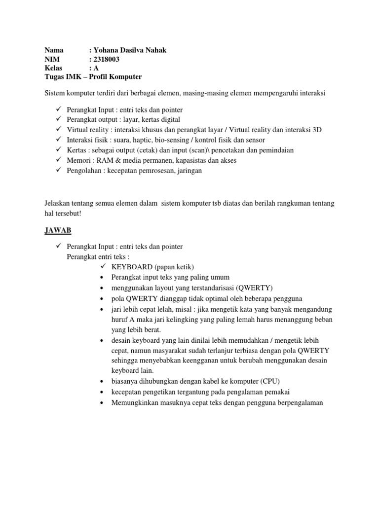Tugas IMK-Profil Komputer | PDF