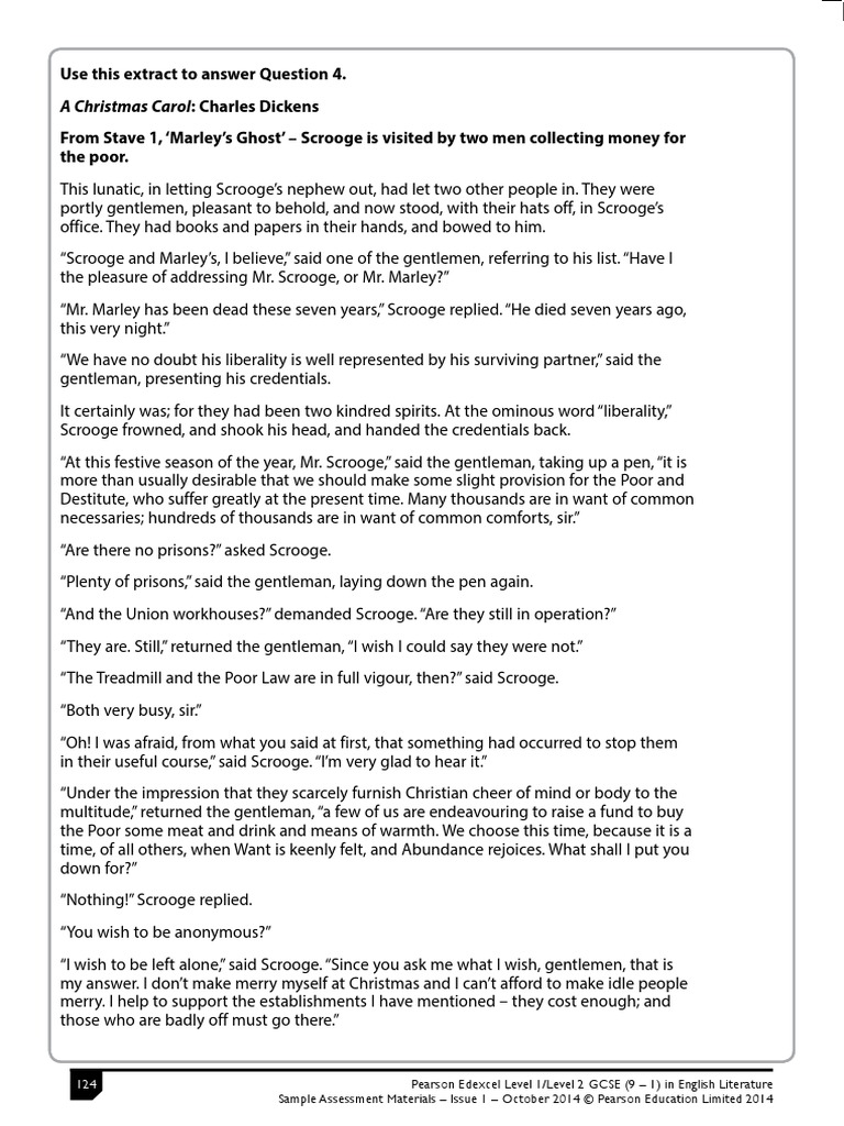 A Christmas Carol: Charles Dickens: Use This Extract To Answer Question ...