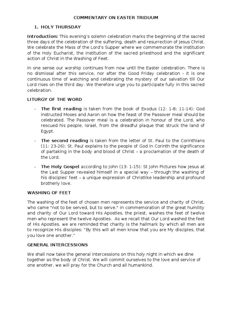 Commentary on Easter Triduum Events | PDF | Eucharist | Easter
