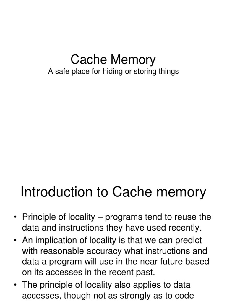 Cache Memory: A Safe Place For Hiding or Storing Things | PDF | Cpu ...