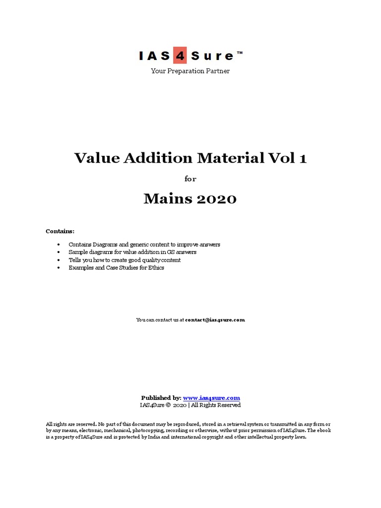 IAS4Sure Value Addition Material For Mains 2020 Vol 1 | PDF | Supreme Court Of India | Government