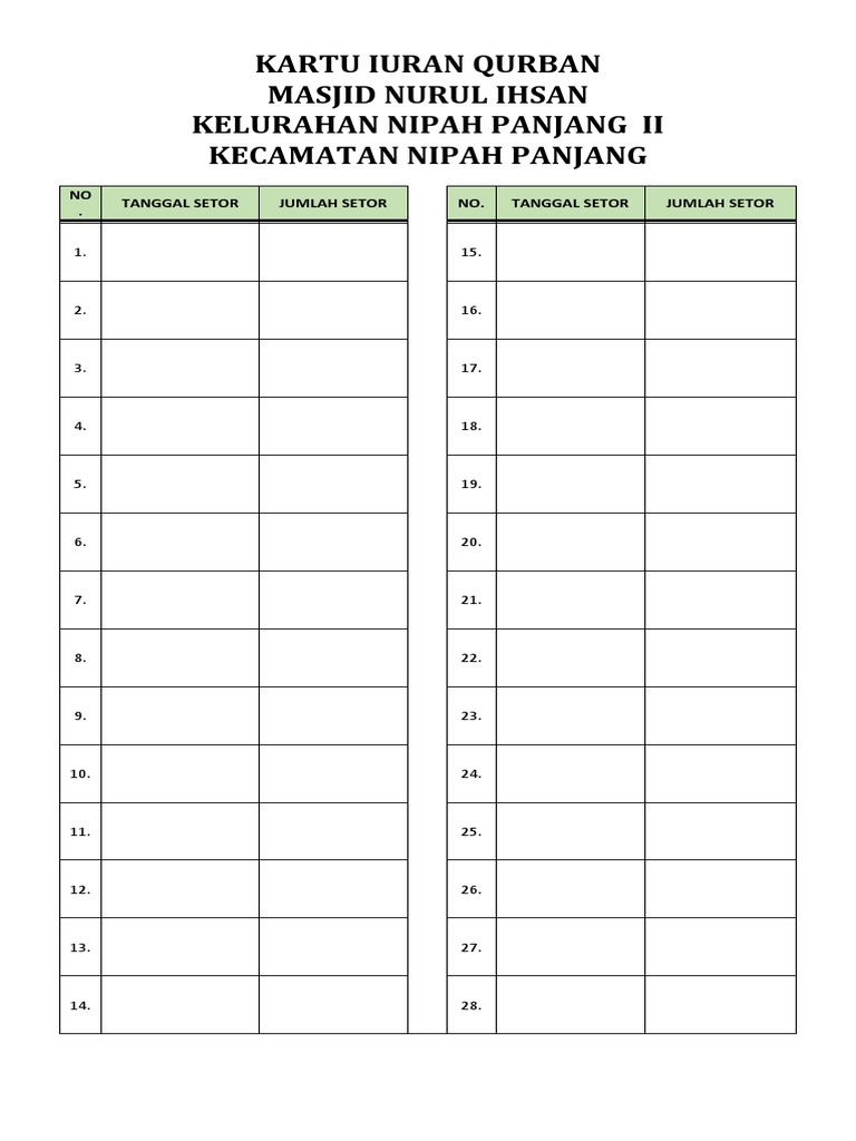 Kartu Iuran Qurban | PDF