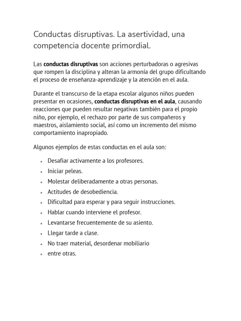 Conductas Disruptivas | PDF | Comportamiento | Las emociones