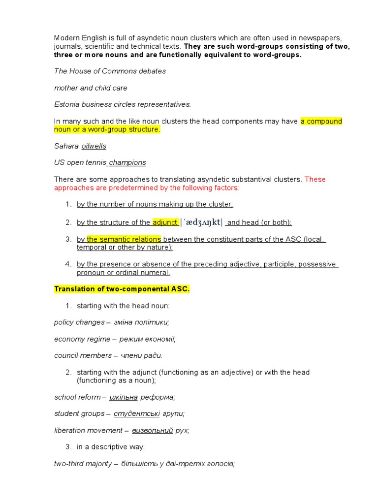 Noun Clusters Rendering | PDF