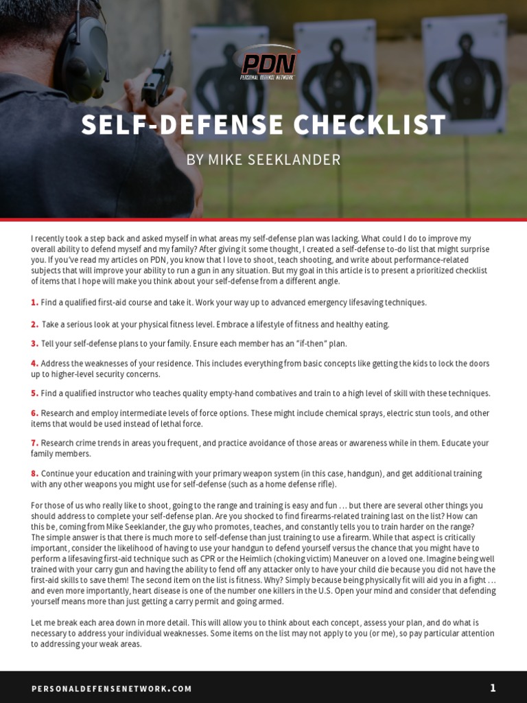 Self Defense Checklist | PDF | First Aid | Self Defense