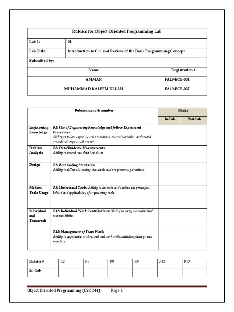 Oop Lab Report 01 Pdf Parameter Computer Programming C