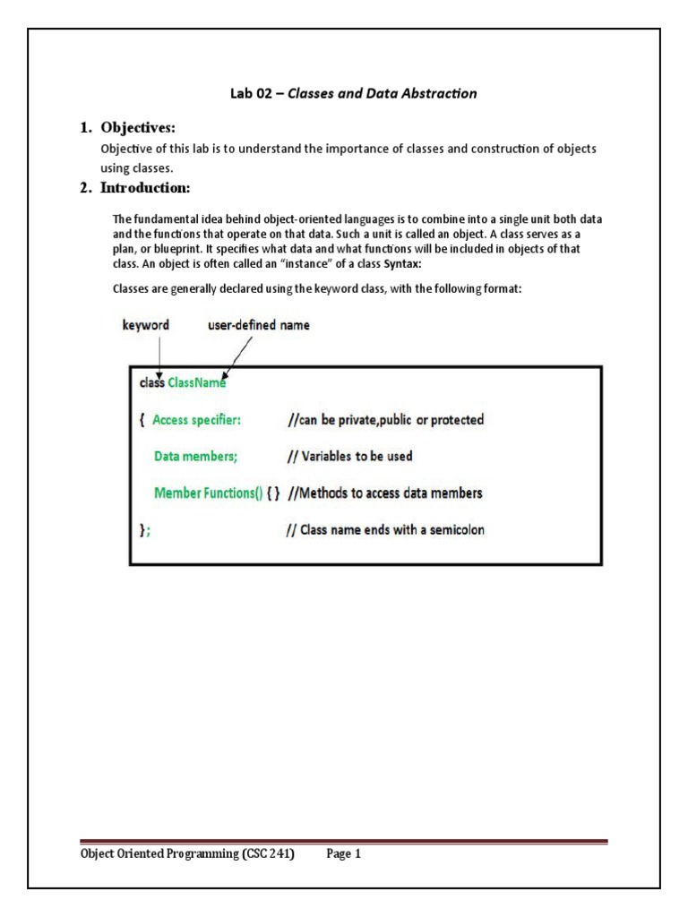 OOP Lab Report 02 | Download Free PDF | Class (Computer Programming) | Object Oriented Programming