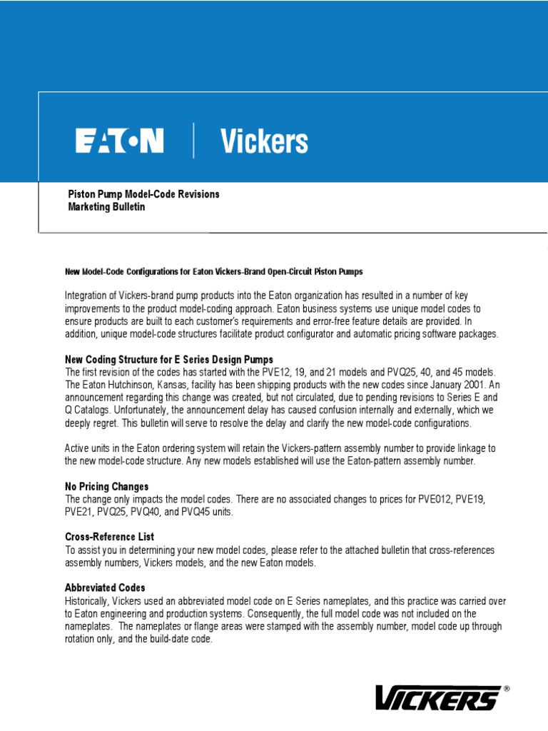 Catalogo Eaton A Vickers Cross Reference | PDF
