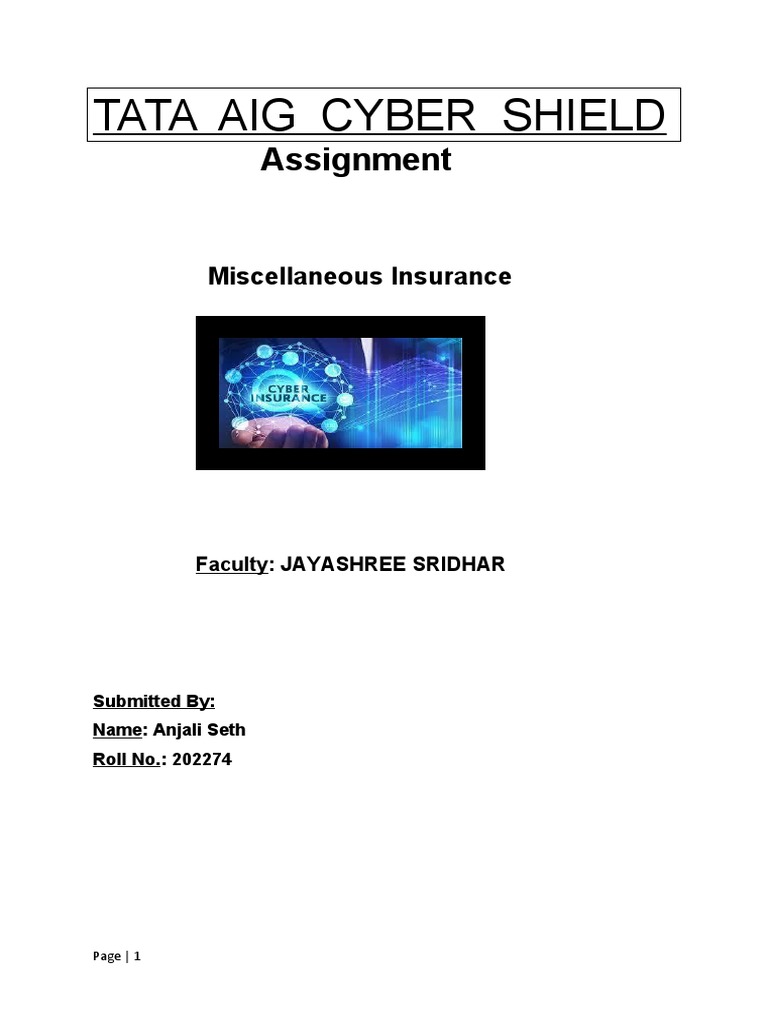 Tata Aig Cyber Shield: Assignment | PDF | Insurance | Legal Liability