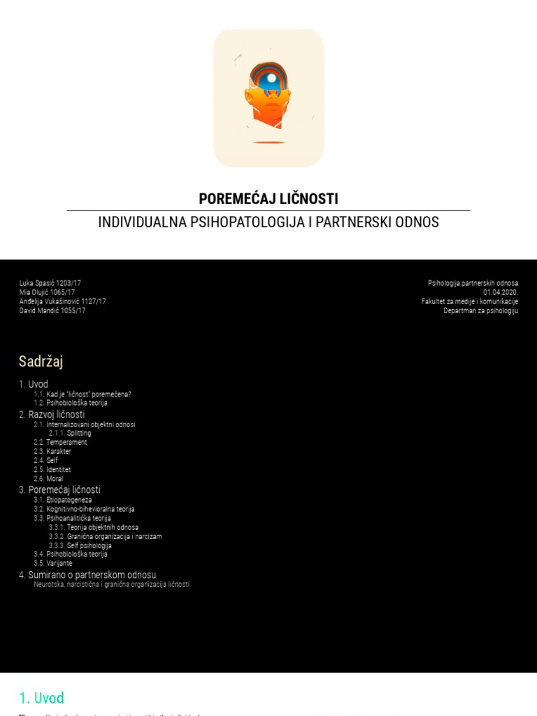 Individualna Psihopatologija I Partnerski Odnos - Poremecaj Licnosti | PDF
