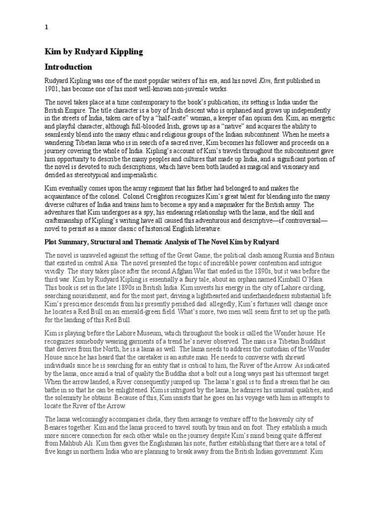 Character Sketch Of Kim By Rudyard Kipling Hot Sale ...