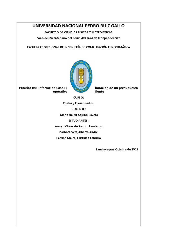 Ejercicios Costos - Grupo 1 - Practica 04 | PDF | Presupuesto | Depreciación