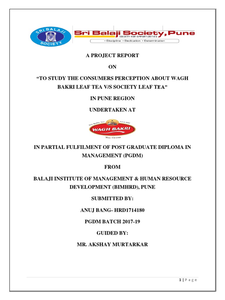 Desk Report A Project Report On WB | PDF | Tea | Retail