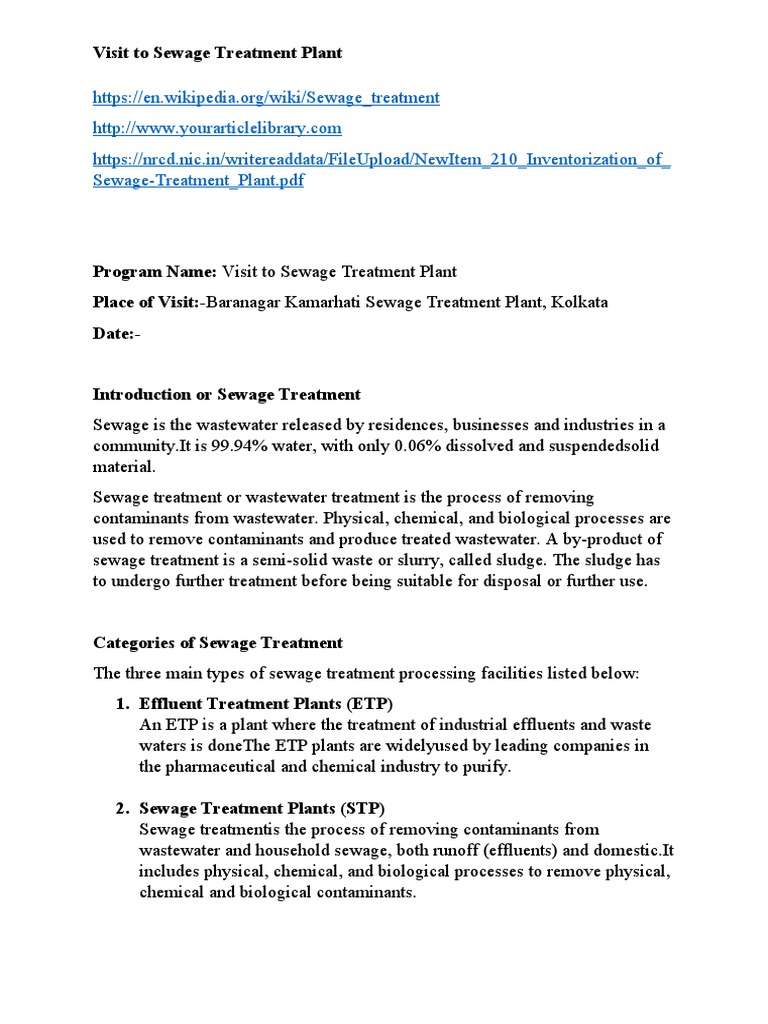 Sewage-Treatment Plant PDF | PDF | Sewage Treatment | Pollution