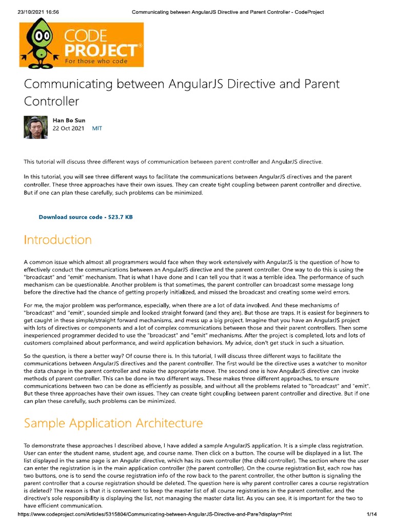 Communicating Between AngularJS Directive and Parent Controller | PDF Communicating Between AngularJS Directive and Parent Controller | PDF