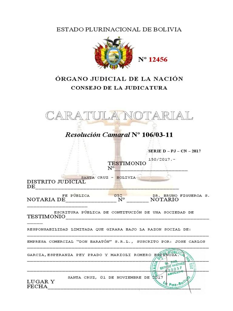 Caratula Notarial | PDF | Derecho Civil (Common Law) | Justicia