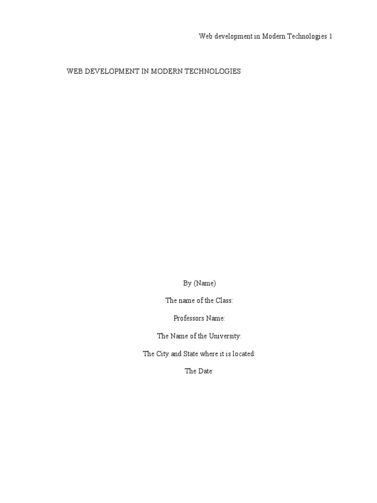 Web Development in Modern Technologies 1 | PDF | Web Application ...
