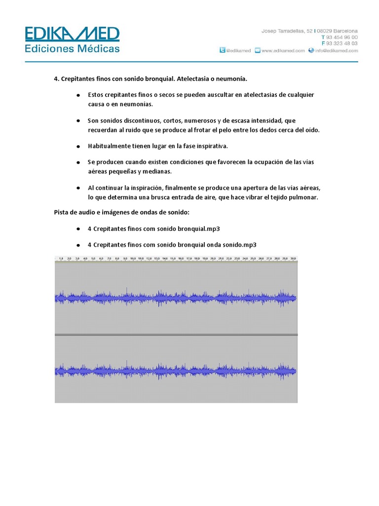 Crepitantes Finos Con Sonido Bronquial. Atelectasia o Neumonia | PDF
