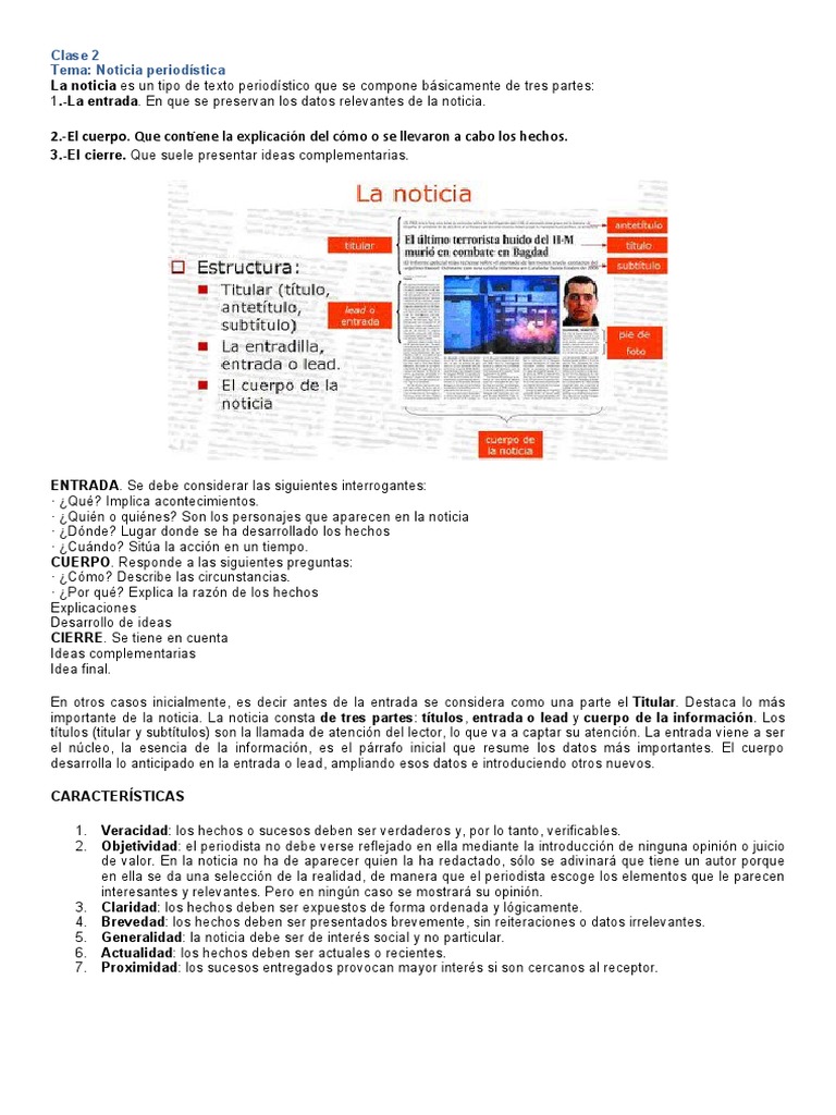 Estructura y características de la noticia | PDF | Blog | Información