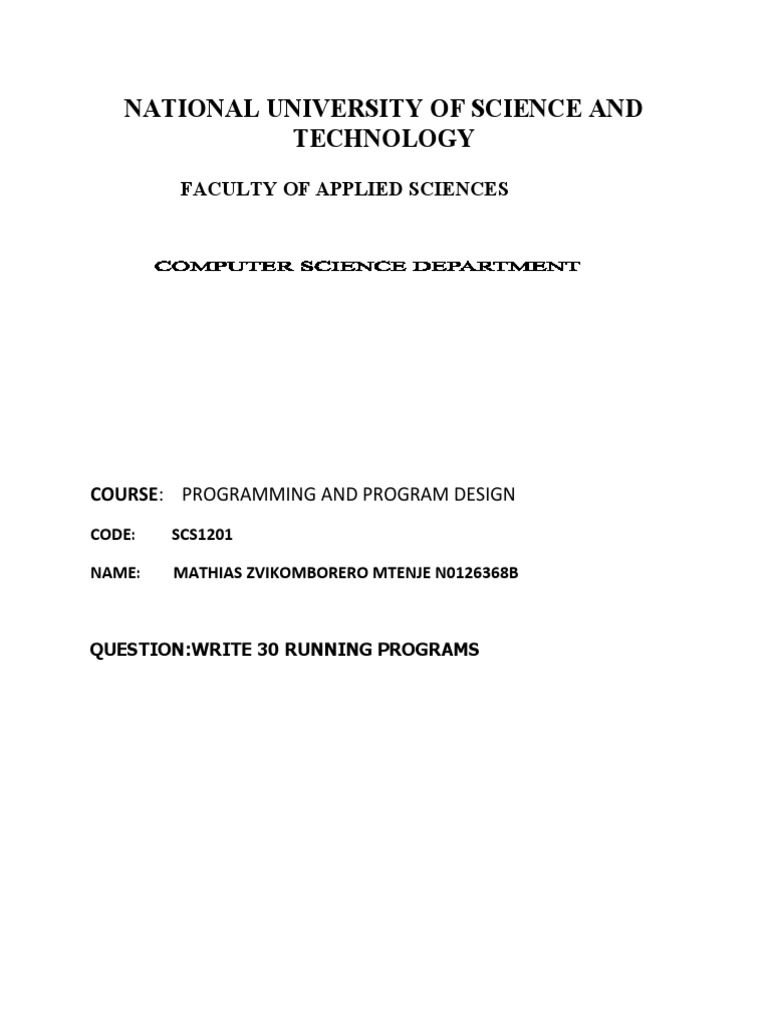 SCS1201 Assignment | PDF | Division (Mathematics) | String (Computer Science)