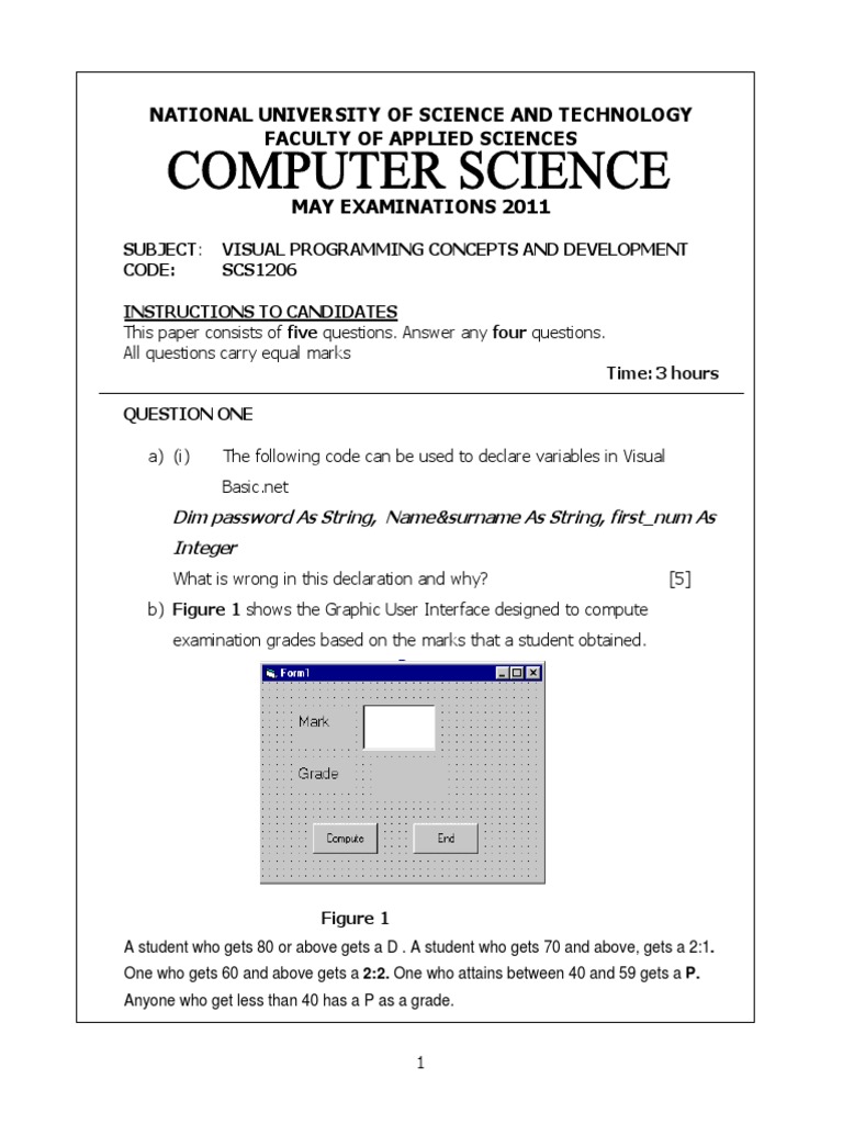 Scs1206201105 Visual Programming Concepts And Development Pdf Visual Basic Computer
