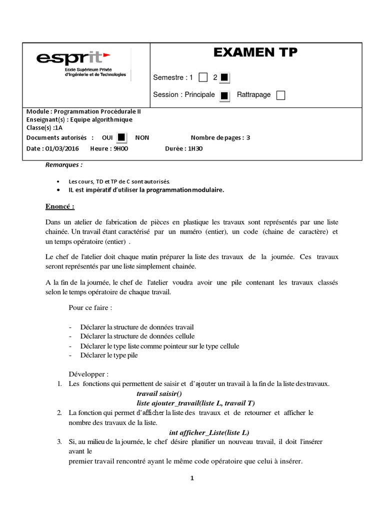 Exam 2 | PDF | Programmation informatique | Informatique
