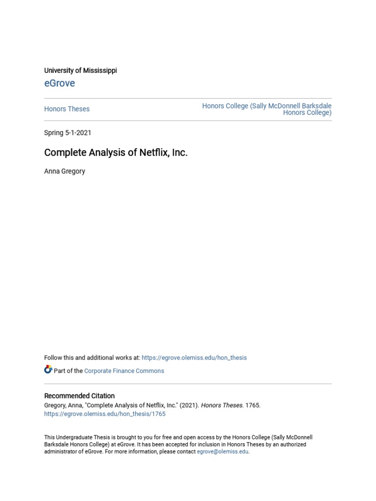 Complete Analysis of Netflix Inc. | PDF | Netflix | Streaming Media