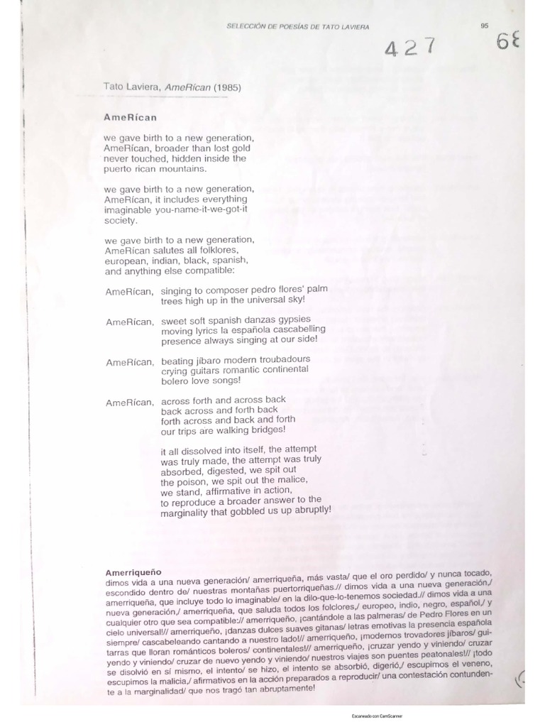 Poesía Nuyorriqueña TATO LAVIERA | PDF