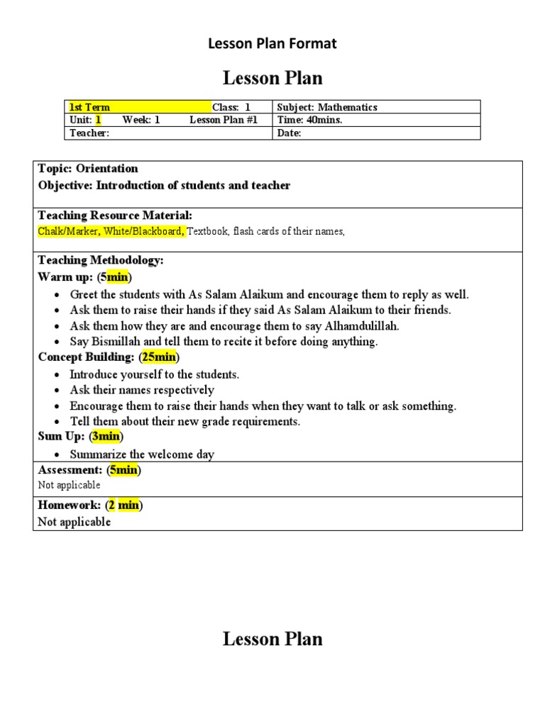 Maths Lesson Plan Grade 1 | PDF | Lesson Plan | Textbook