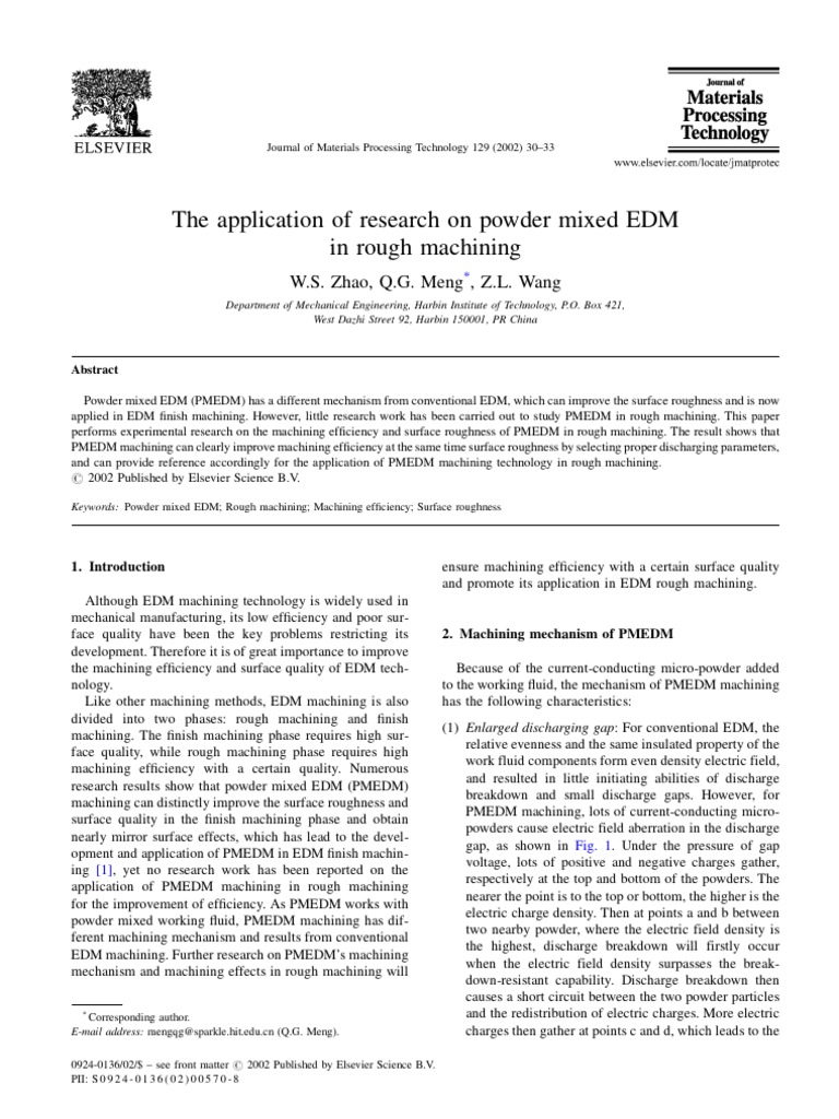 PMEDM Effect Rough Machining | PDF | Machining | Applied And ...