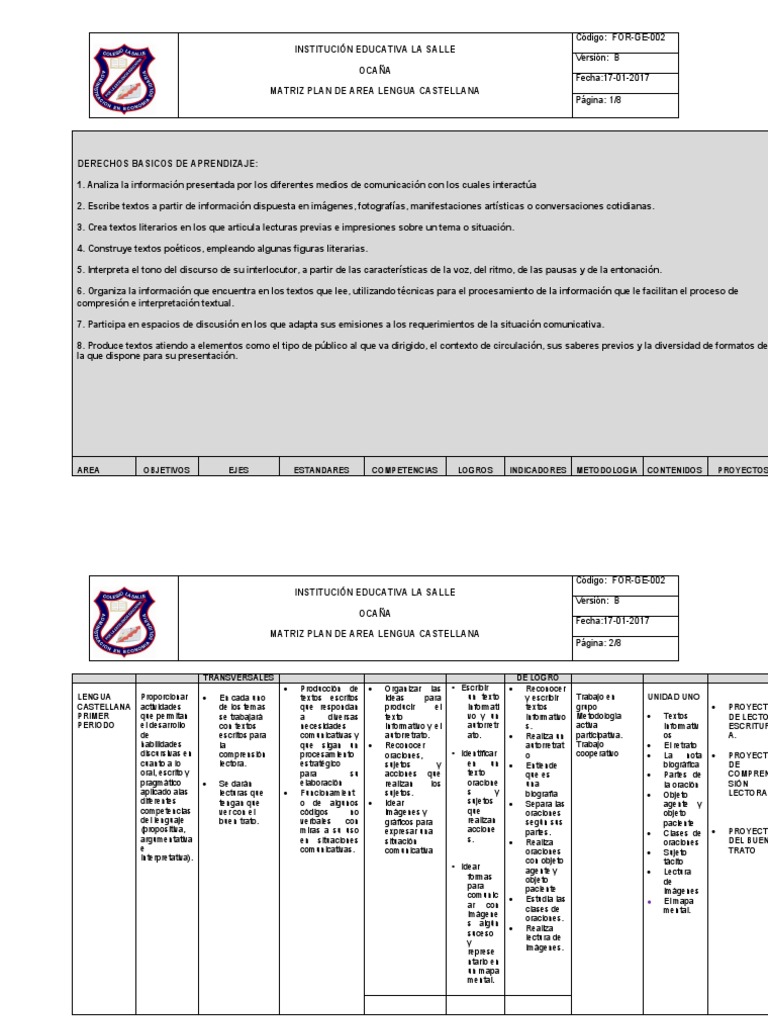 Matriz Lengua Castellana | PDF | Cuentos | Información
