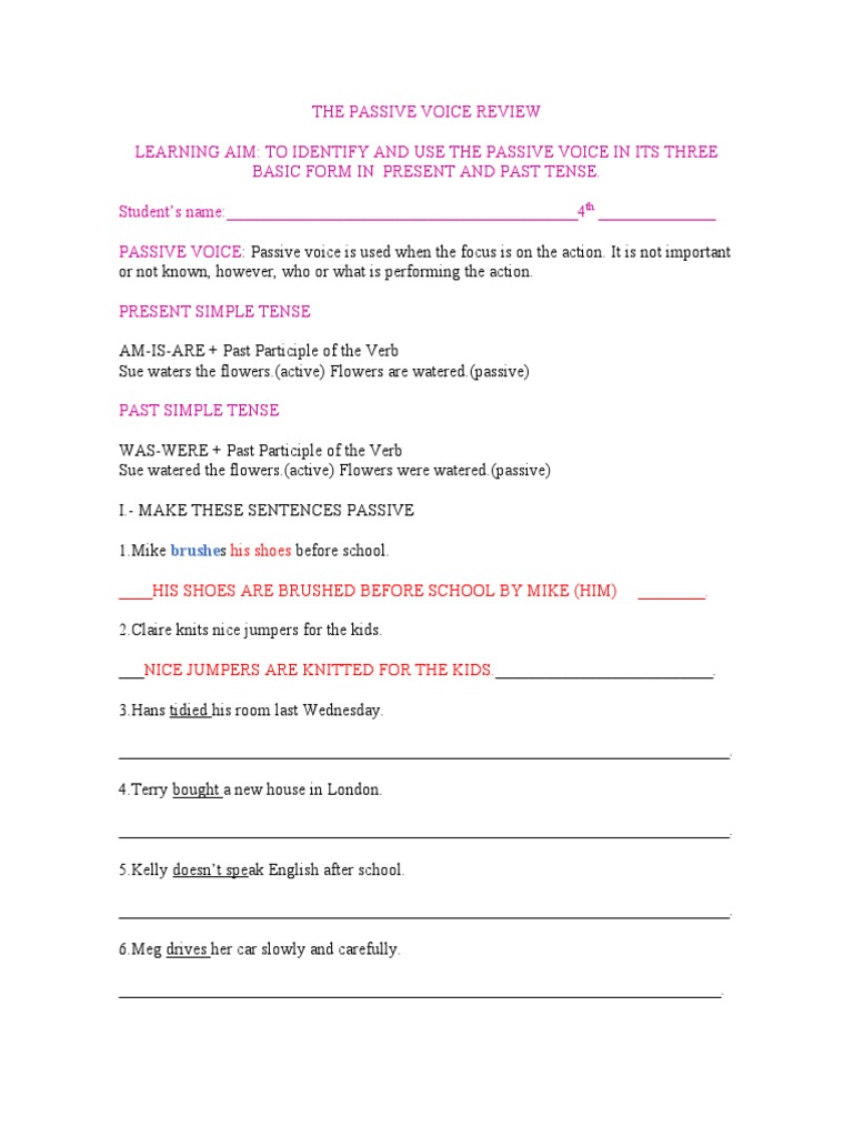 The Passive Voice Review10 - 8 - 21 | PDF | Verb | Linguistics
