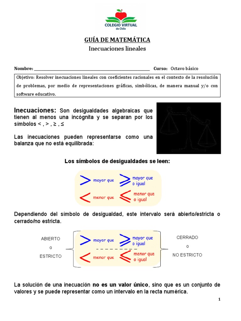 015-8b-Matematicas-Guia Teorico Practica-Unidad Algebra y Funciones-Inecuaciones Lineales | PDF ...