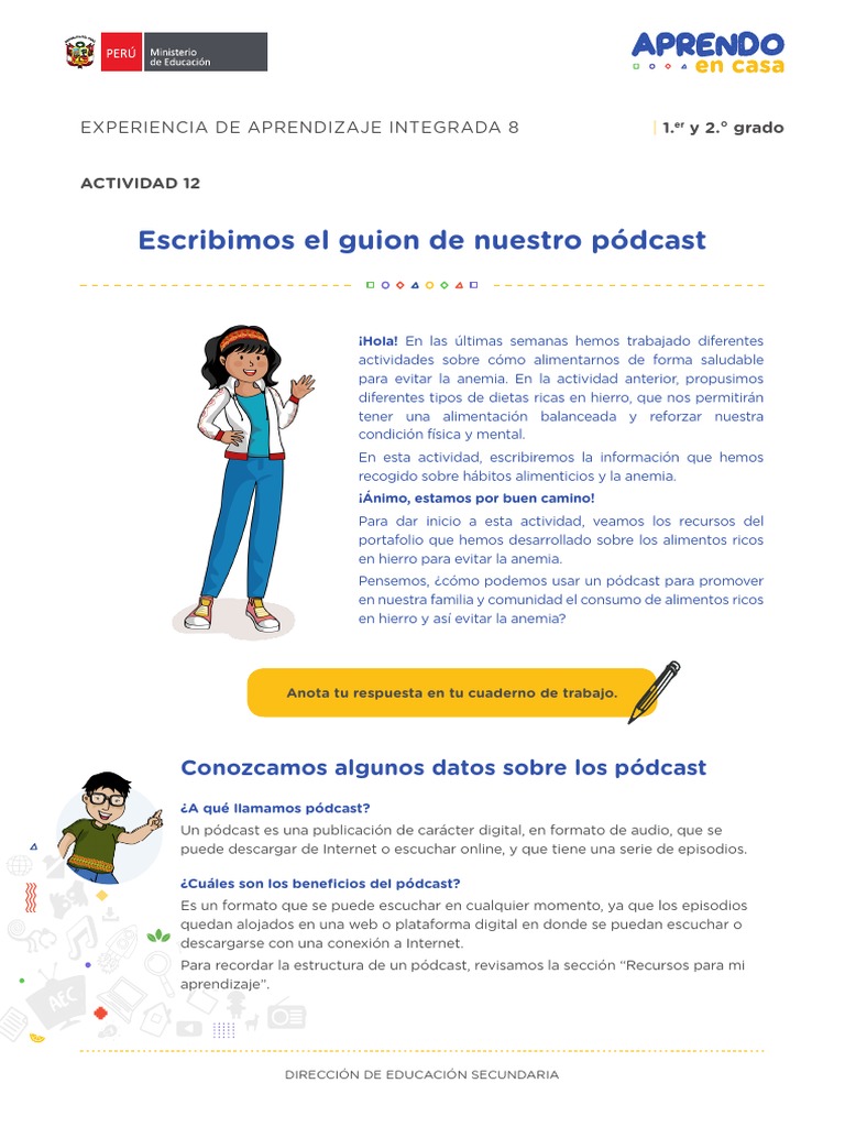 Guion para pódcast sobre anemia | PDF | Podcast | Aprendizaje