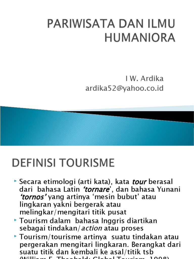 Pariwisata Dan Ilmu Humaniora | PDF
