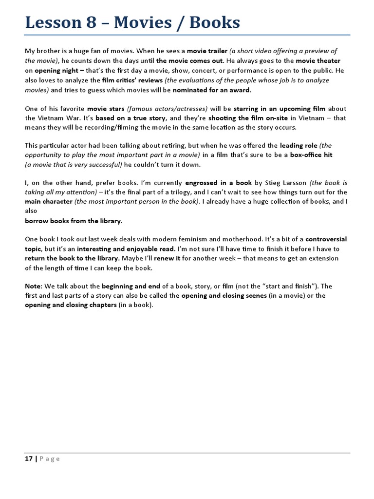 Movies and Books Enthusiast Guide | PDF