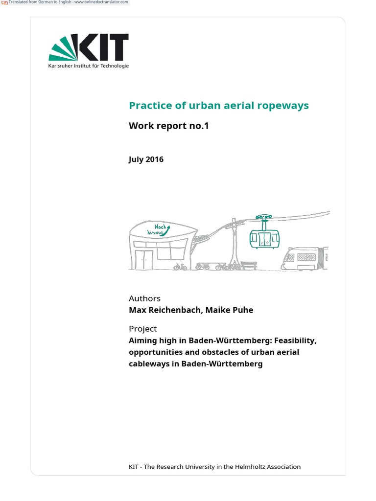 Urban Aerial Ropeways: Feasibility Report | PDF | Transport | Public Transport