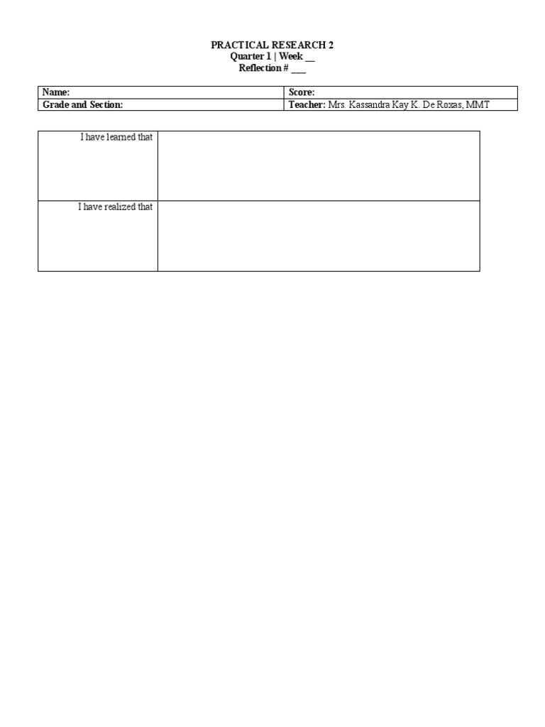 De Roxas, Kassandra Kay K-PR2-Reflection# | PDF