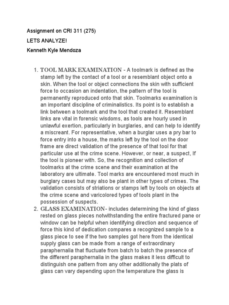 Assignment On Cri 311 Lets Analyze | PDF | Glasses | Crime Scene