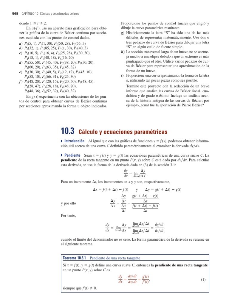 Curvas de Bézier y Cálculo Paramétrico | PDF | Derivado | Tangente