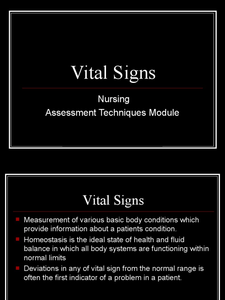 Vital Signs: Nursing Assessment Techniques Module | PDF | Blood ...