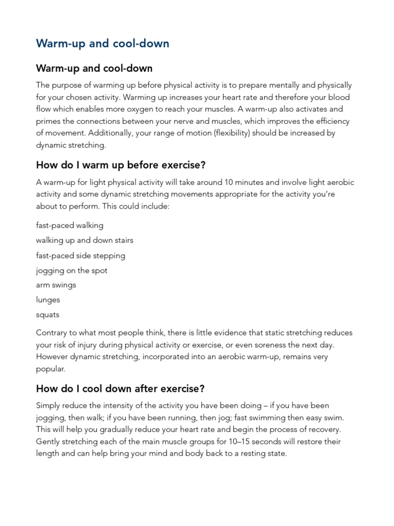 Warm-Up and Cool-Down Essentials | PDF | Self-Improvement | Wellness