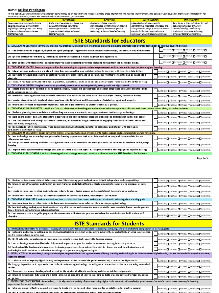 Iste Stds Self Assessment | PDF | Learning | Educational Assessment
