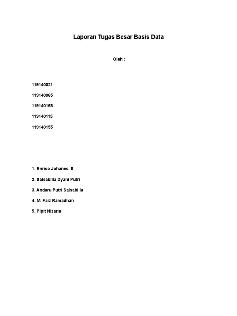 Laporan Tugas Besar Basis Data | PDF
