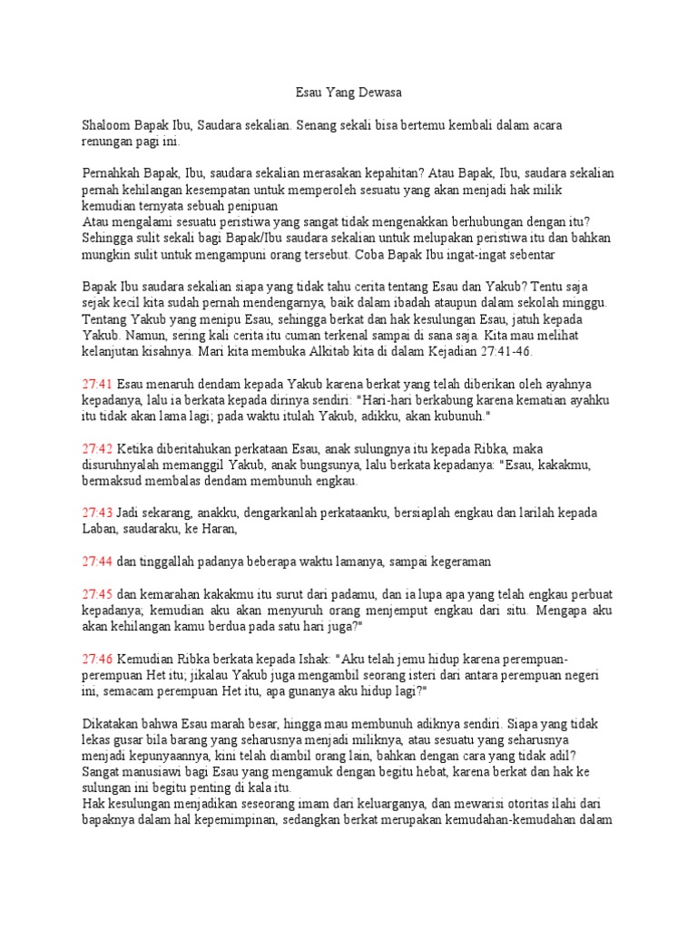 Esau Yang Dewasa-Dikonversi | PDF